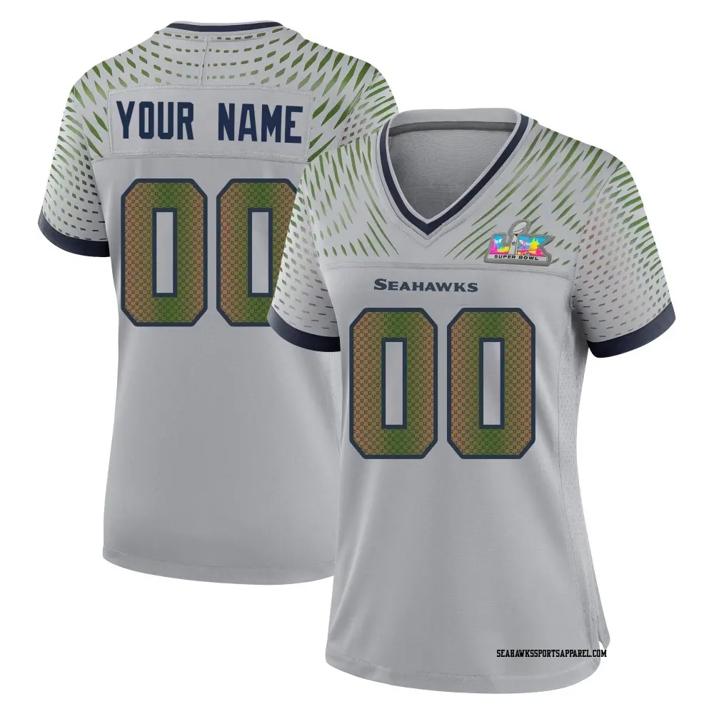 Game Gray Women's Custom Seattle Seahawks Wolf 2025 Rivalries ...